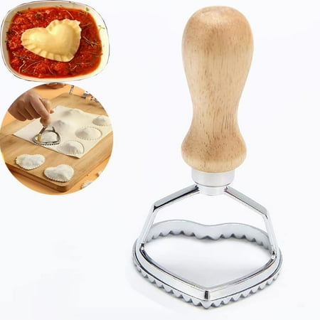 Ravioli Cutter Stamps With Heart - Shaped Mold with Wooden Handle and ...