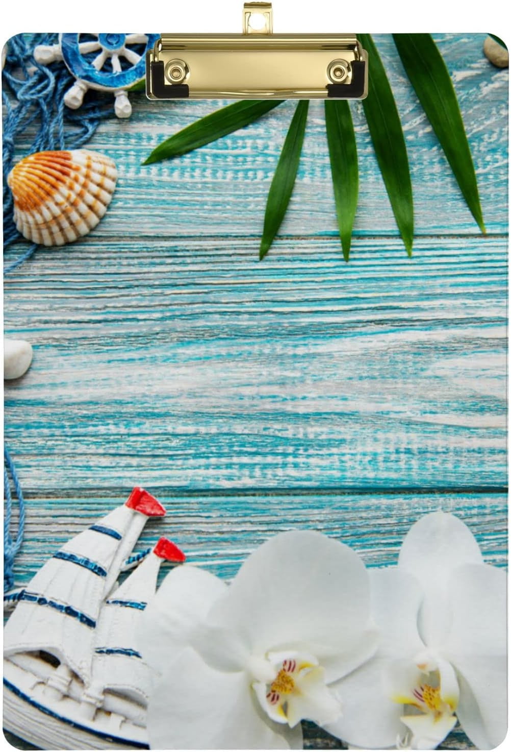 FMSHPON Sea Shells Clipboard Hardboard Wood Nursing Clip Board and Pull ...