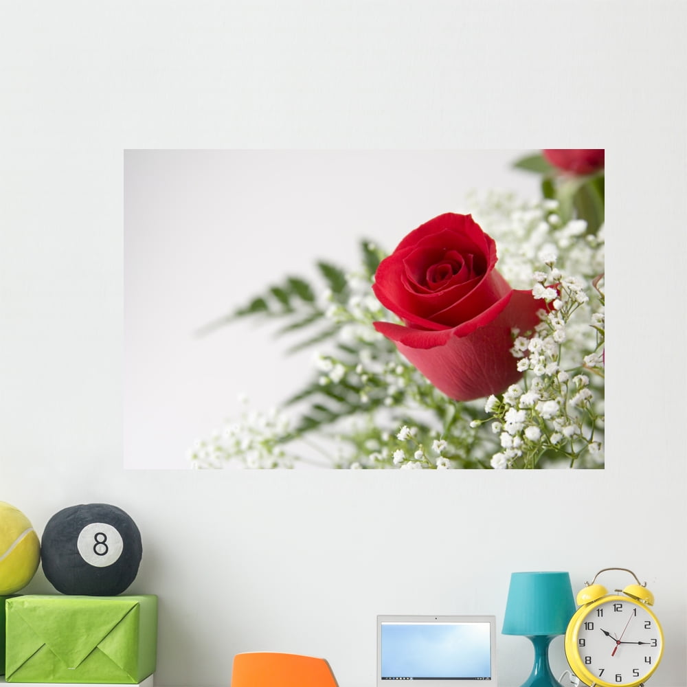 Single Red Rose Wall Decal by Wallmonkeys Peel and Stick Graphic (48 in ...