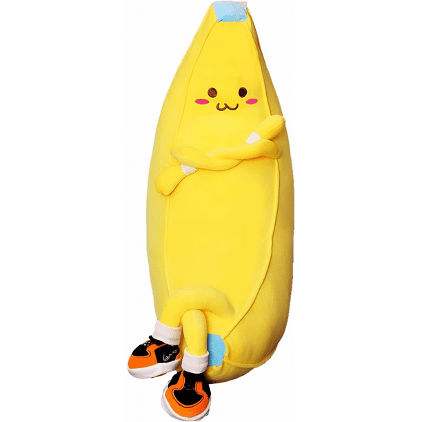 Banana Stuffed Animal Cute Fruit Plushie Hugging Pillow Long Plush Toys ...