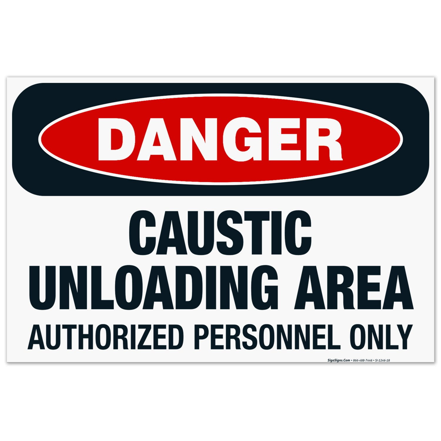 Danger Caustic Unloading Area Authorized Personnel Only Sign, OSHA ...