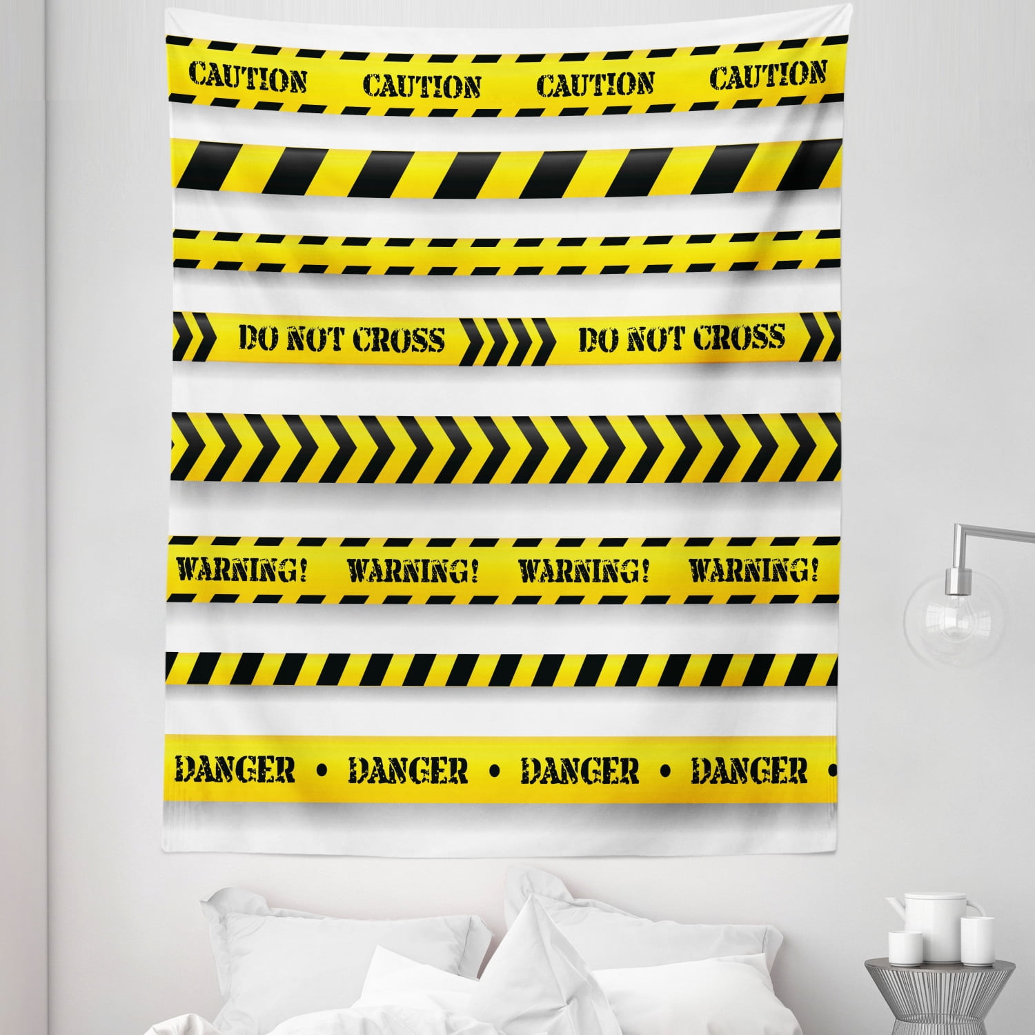 Yellow Tapestry, Cautionary Tapes Arrangement Danger Warning Expressing ...