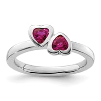 Auriga Fine Jewelry 925 Sterling Silver Created Ruby Double Heart Ring ...