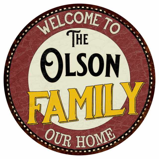 The Olson Family 14" Round Metal Sign Kitchen Game Room Decor ...