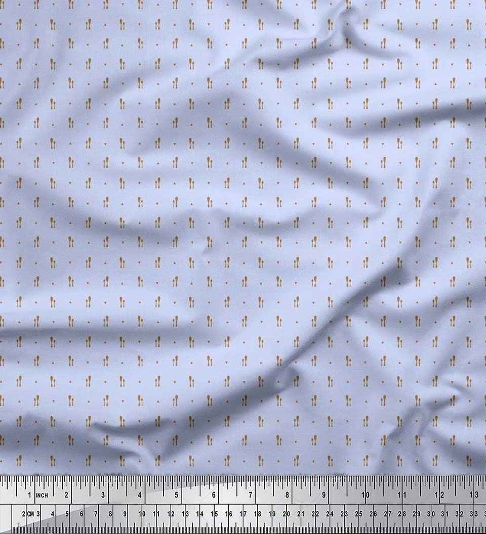 Soimoi Japan Crepe Satin Fabric Triangle & Spoon Kitchen Print Fabric ...