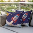 Cartoon Rocket Outdoor Waterproof Throw Pillow Covers 24x24 Set of 2 ...