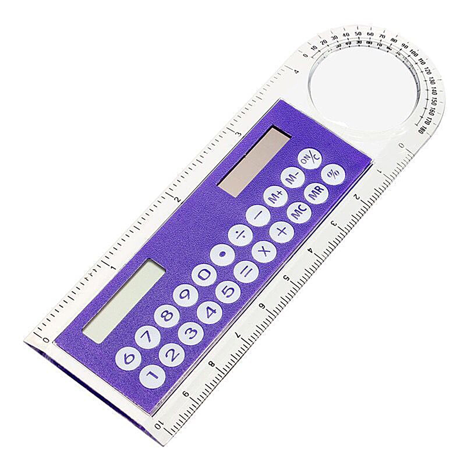 HEVIRGO Mini Solar Clear Ruler Calculator with Magnifier Student School ...