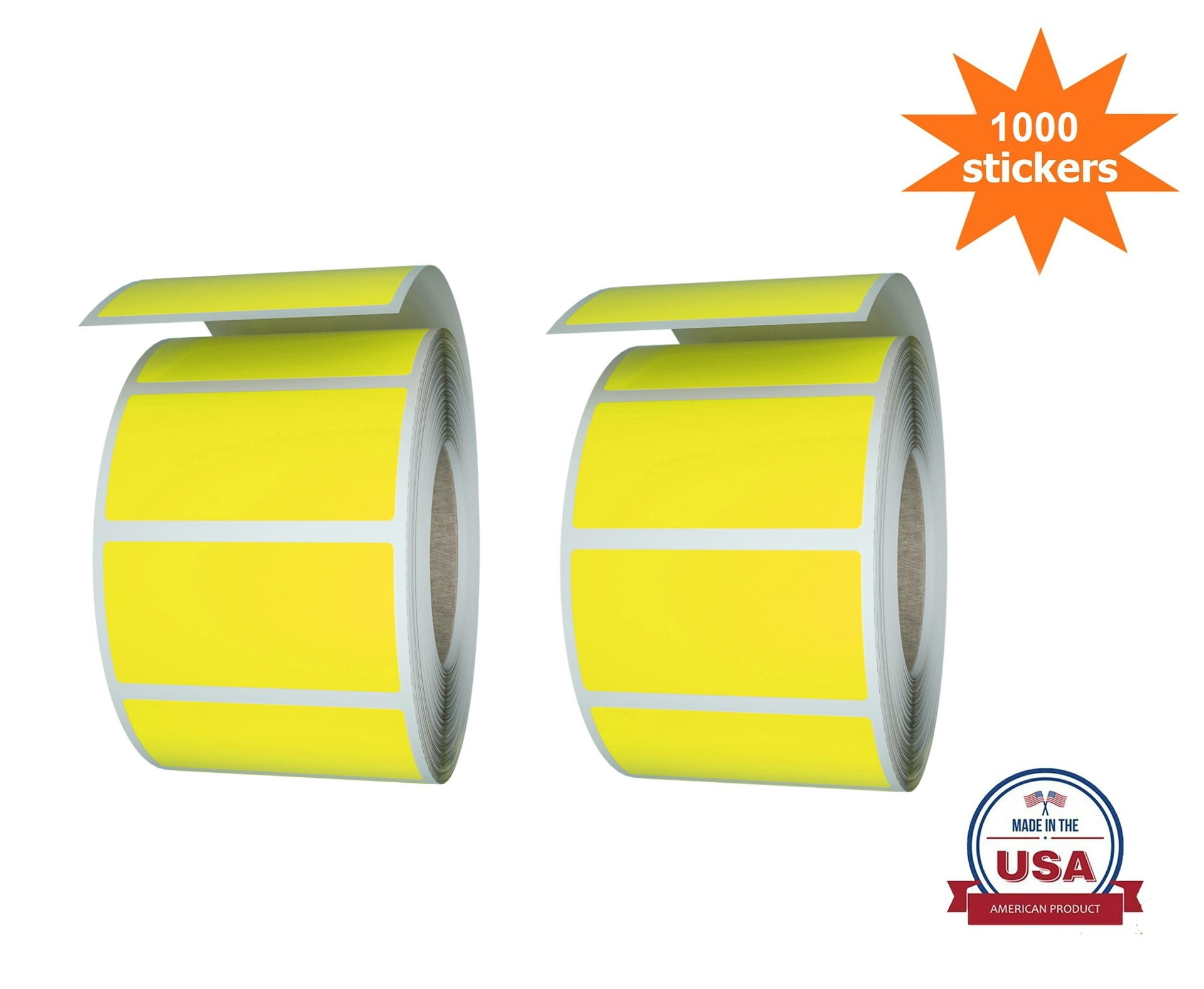 Royal Green Small Labels Yellow Stickers Rectangular Rolls (1.57 inch x ...
