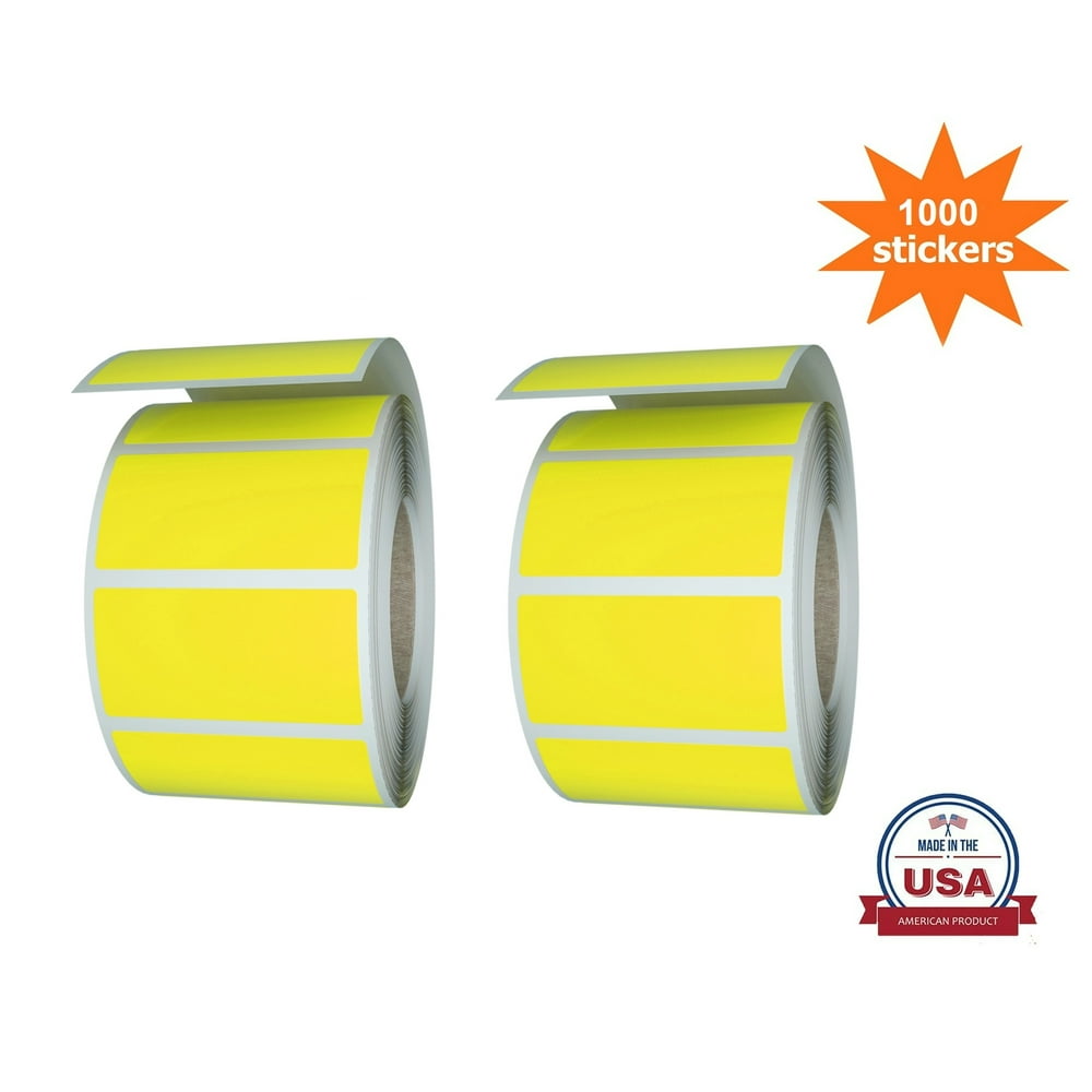 Royal Green Small Labels Yellow Stickers Rectangular Rolls (1.57 inch x ...