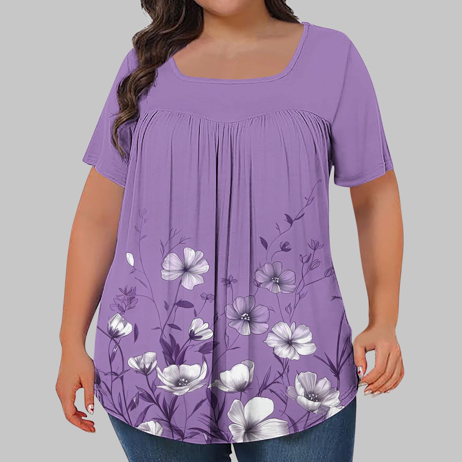 Click here for Aqestyerly Womens Printed Pleated Loose Short Slee... prices