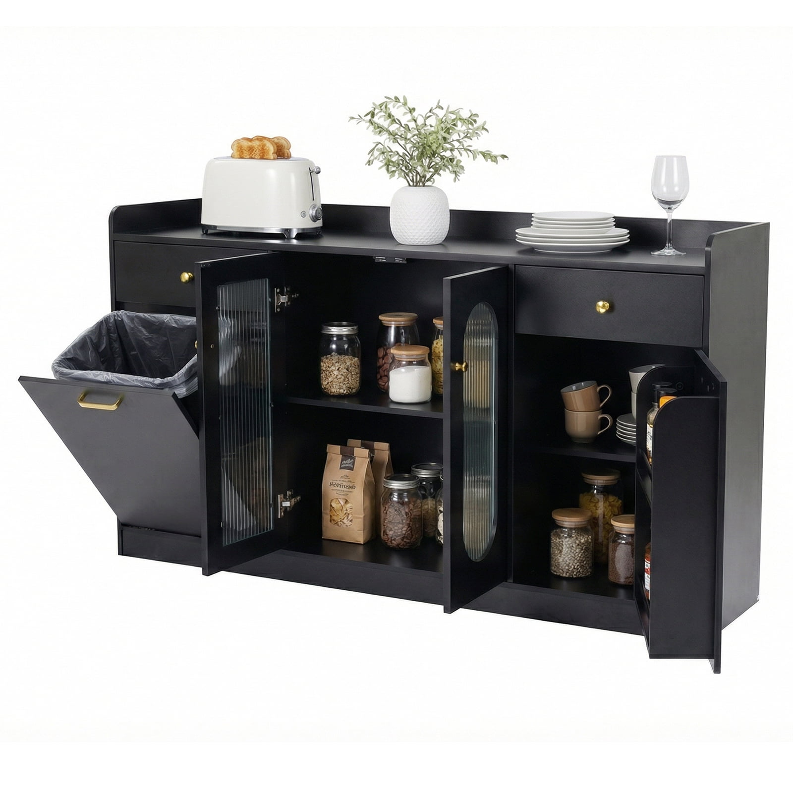 Click here for Costway 55 Large Buffet Cabinet With 2 Glass Doors... prices
