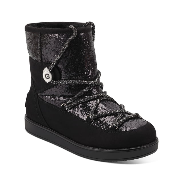 GBG GUESS Womens Black Logo Sparkle Insert Lace Up Detail Cushioned ...