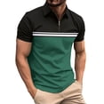 Ceisia Men's Color Block Half Zip Short Sleeve Polo Shirt With Stripe ...