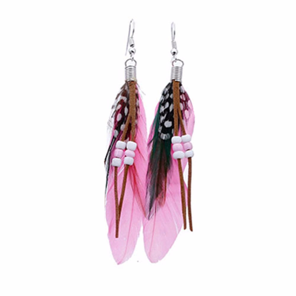 Click here for Riforla Bohemian Style Bead Tassel Feather Earring... prices
