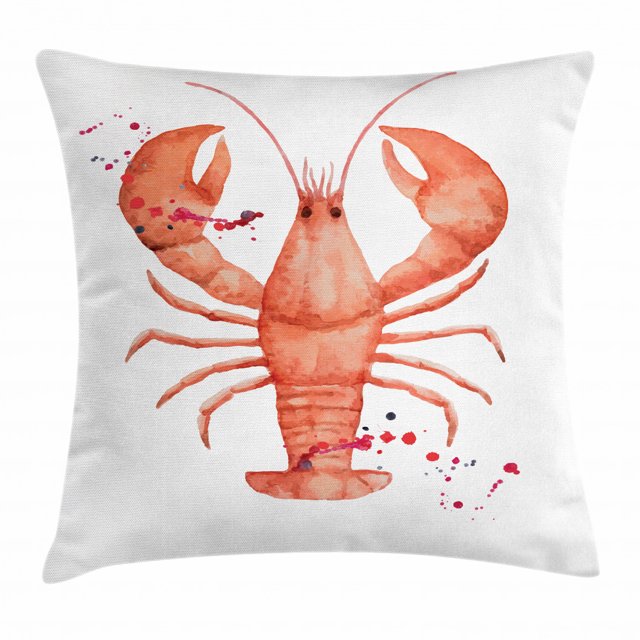 Lobster Throw Pillow Cushion Cover, Fresh Organic Gourmet Seafood Theme ...