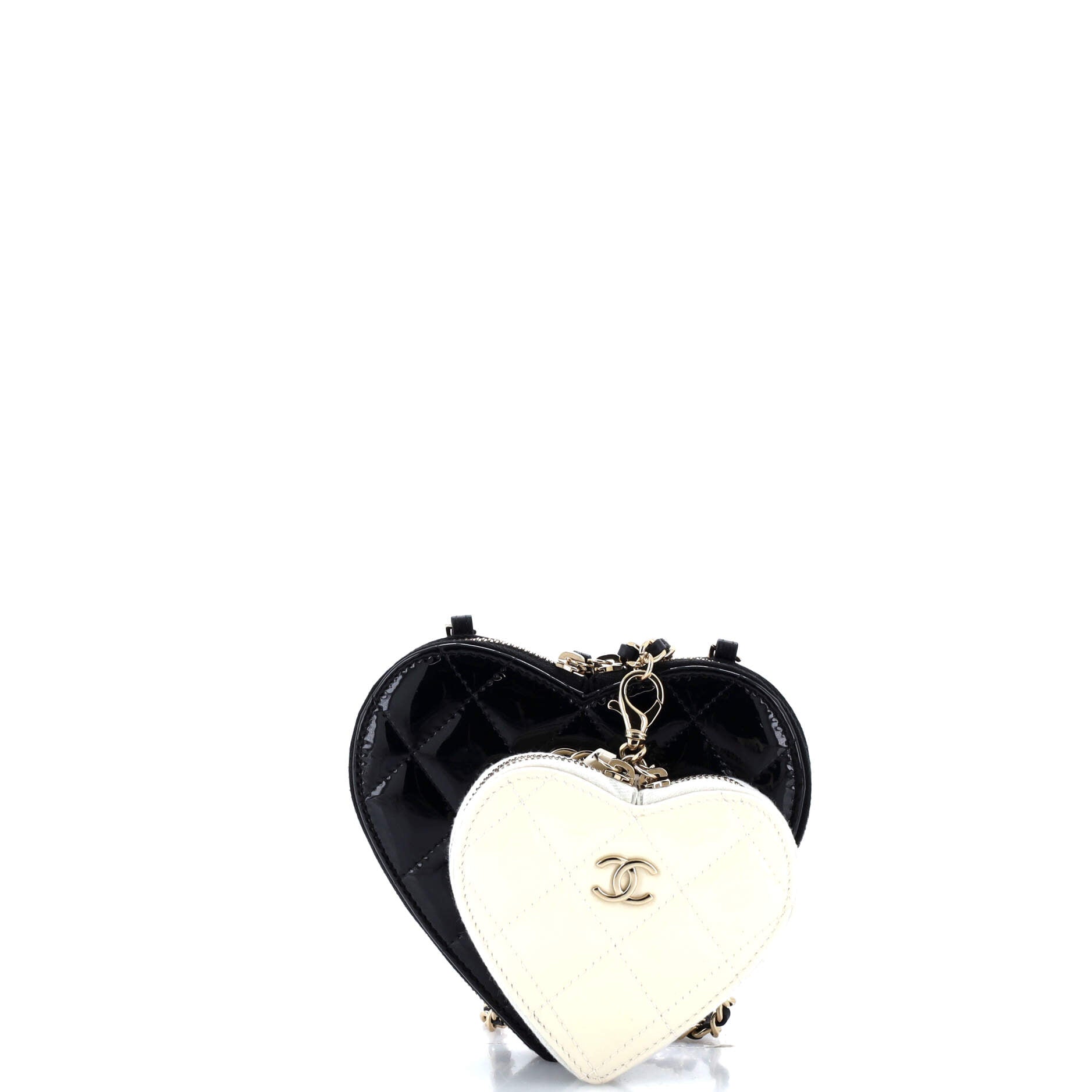 Pre-Owned Double Heart Clutch with Chain Quilted Patent By Rebag ...