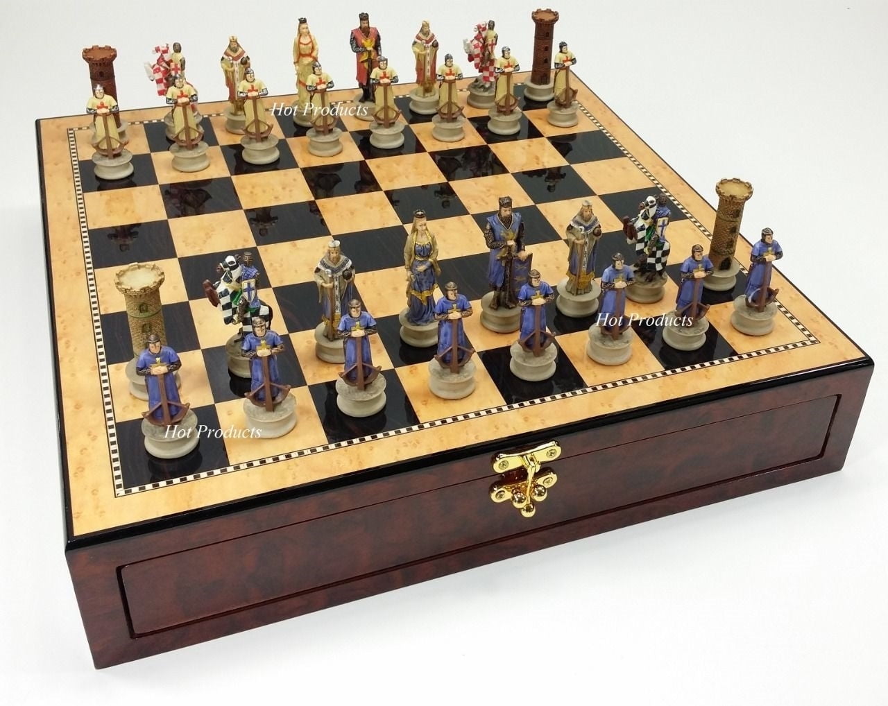 Medieval Times Crusades King Richard Chess Set Walnut Maple Color ...