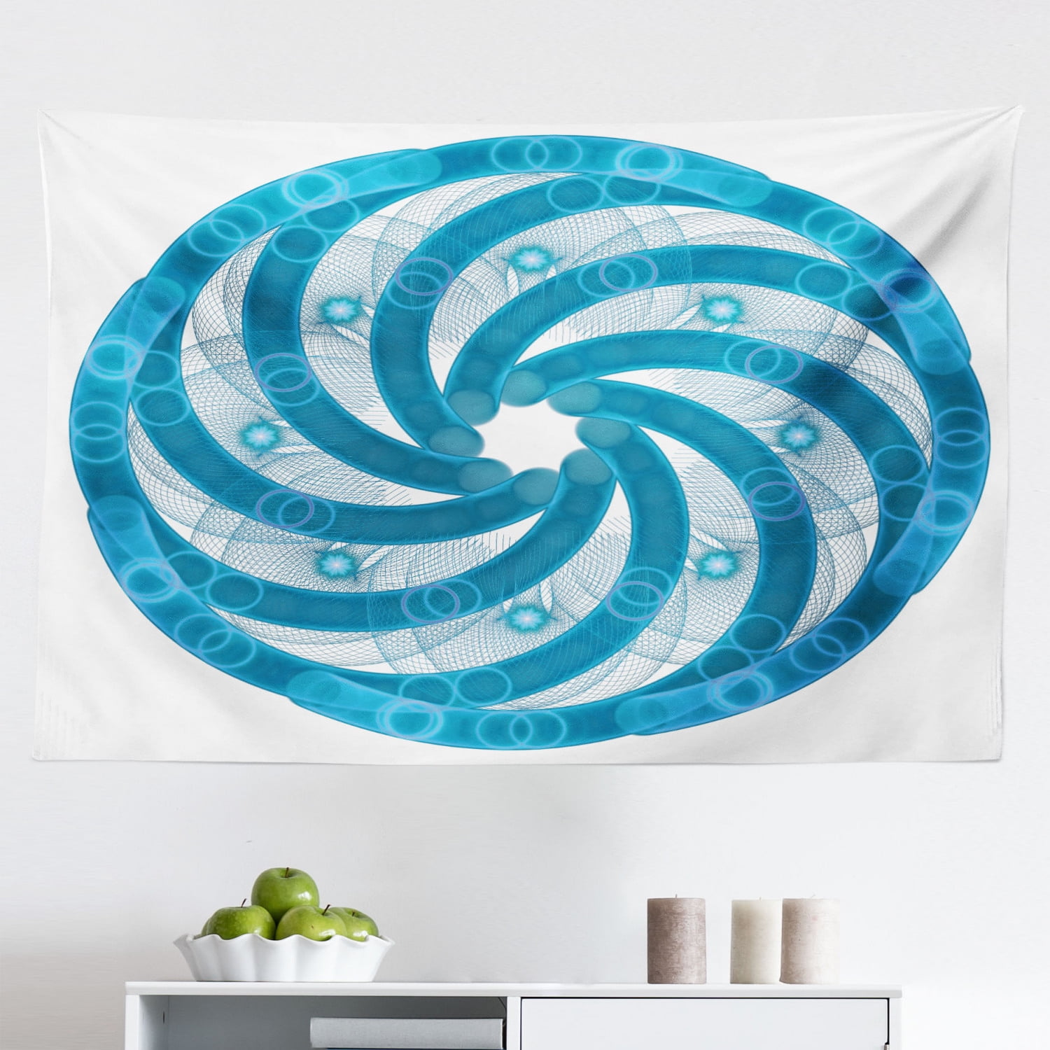 Spires Tapestry, Flower Shaped Spiral Digital Vortex Pattern with ...