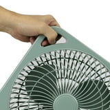 Mainstays 9-inch Box Indoor Personal Fan with 3 Speeds, Compact Green ...