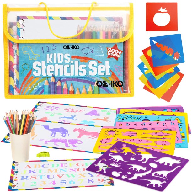 Ozziko Stencils for Kids, Tracing Arts and Crafts Supplies Kit-For All ...