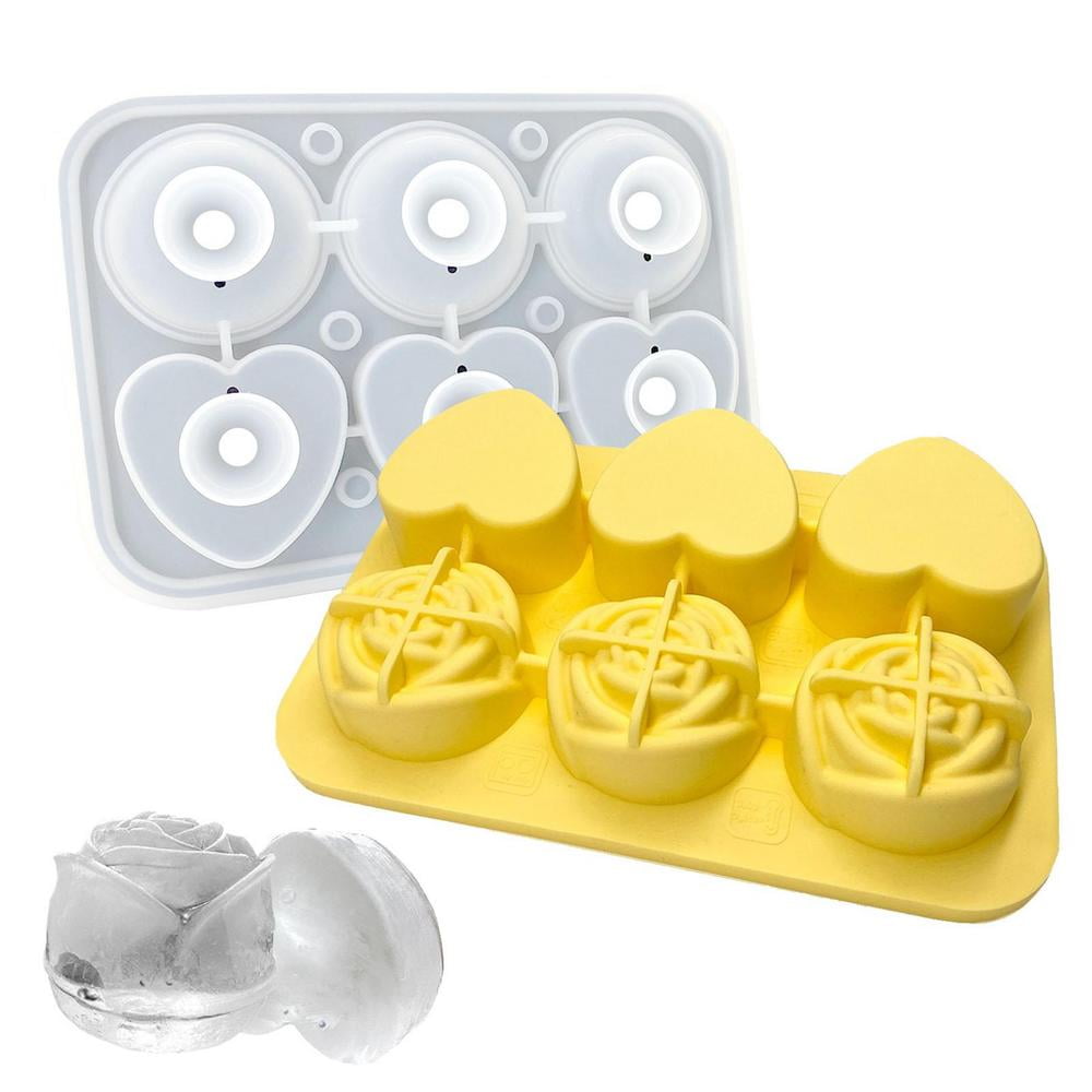 Tohuu Rose Flower Ice Cube Mold 6 Cavity Rose-Shaped Ice Cube Maker ...