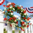Artificial Greenery Border Wreath with Independence Day Red White ...