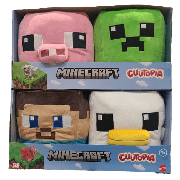 Cuutopia Minecraft Plush Set - Pack of 4 (Pig, Creeper, Steve, Chicken ...