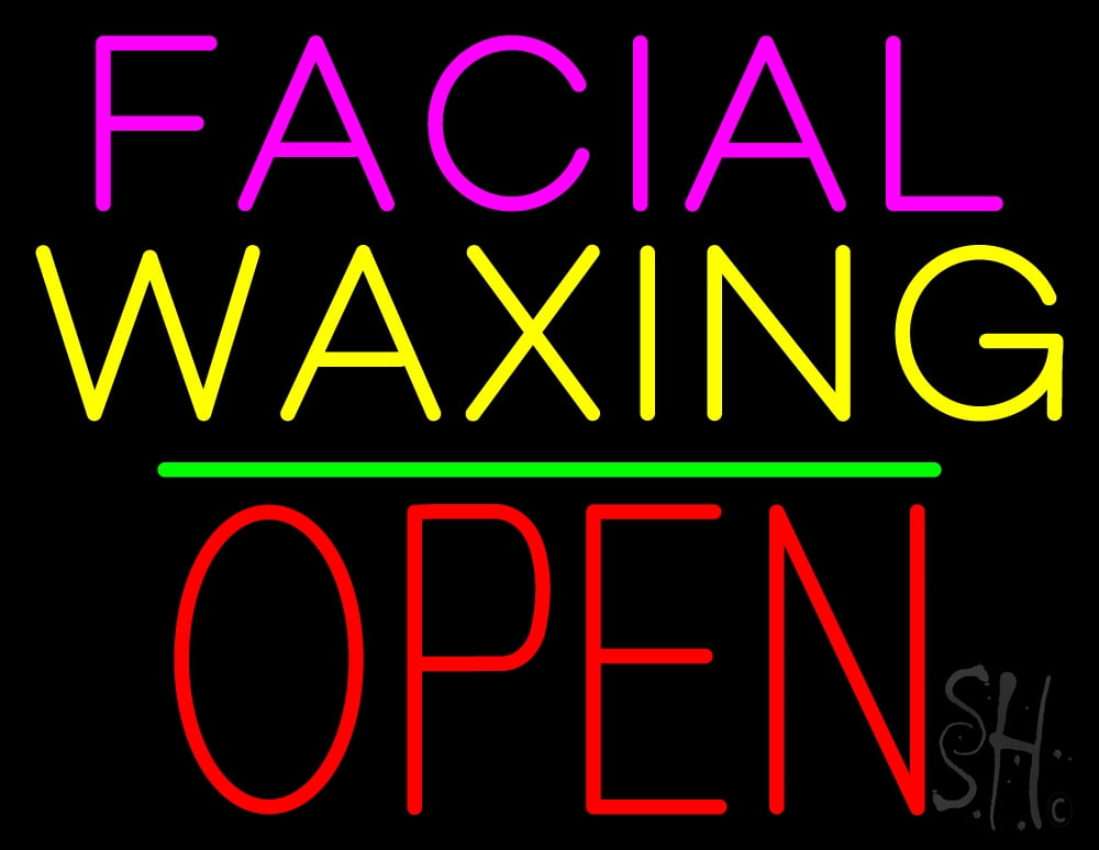 Facial Waxing Block Open Green Line LED Neon Sign 15 x 19 - inches ...