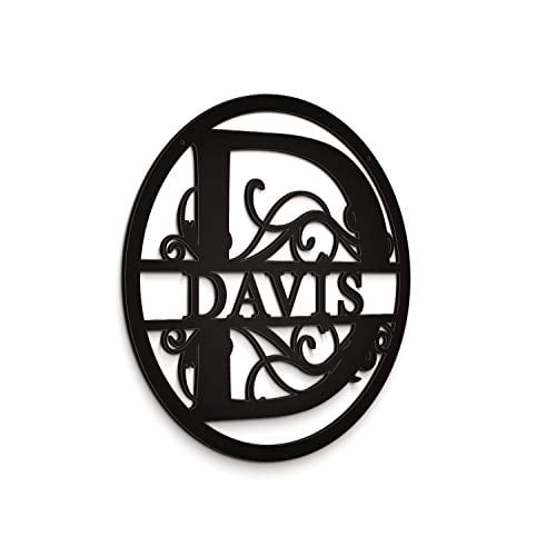 JASS GRAPHIX Davis 12" Circle Black Aluminum Composite Monogrammed Sign ...