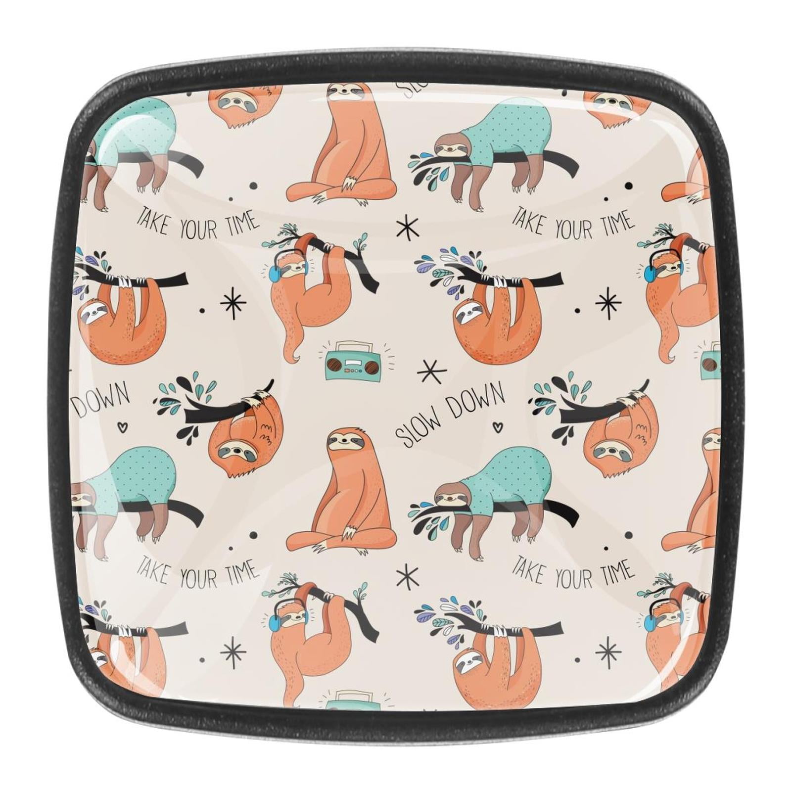 4 Pcs Square Cabinet Handle Cupboard Knob Drawer Pulls Handle Funny ...