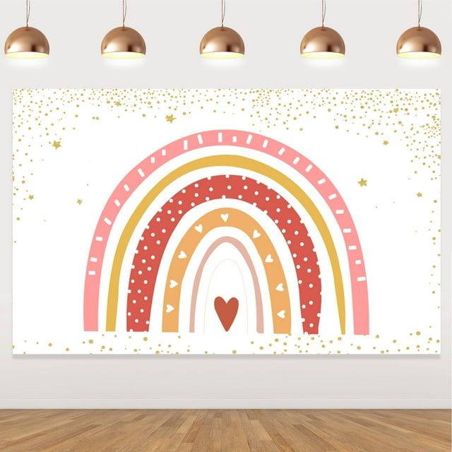 Boho Rainbow Theme Backdrop Birthday Party Decorations for Baby Girl ...