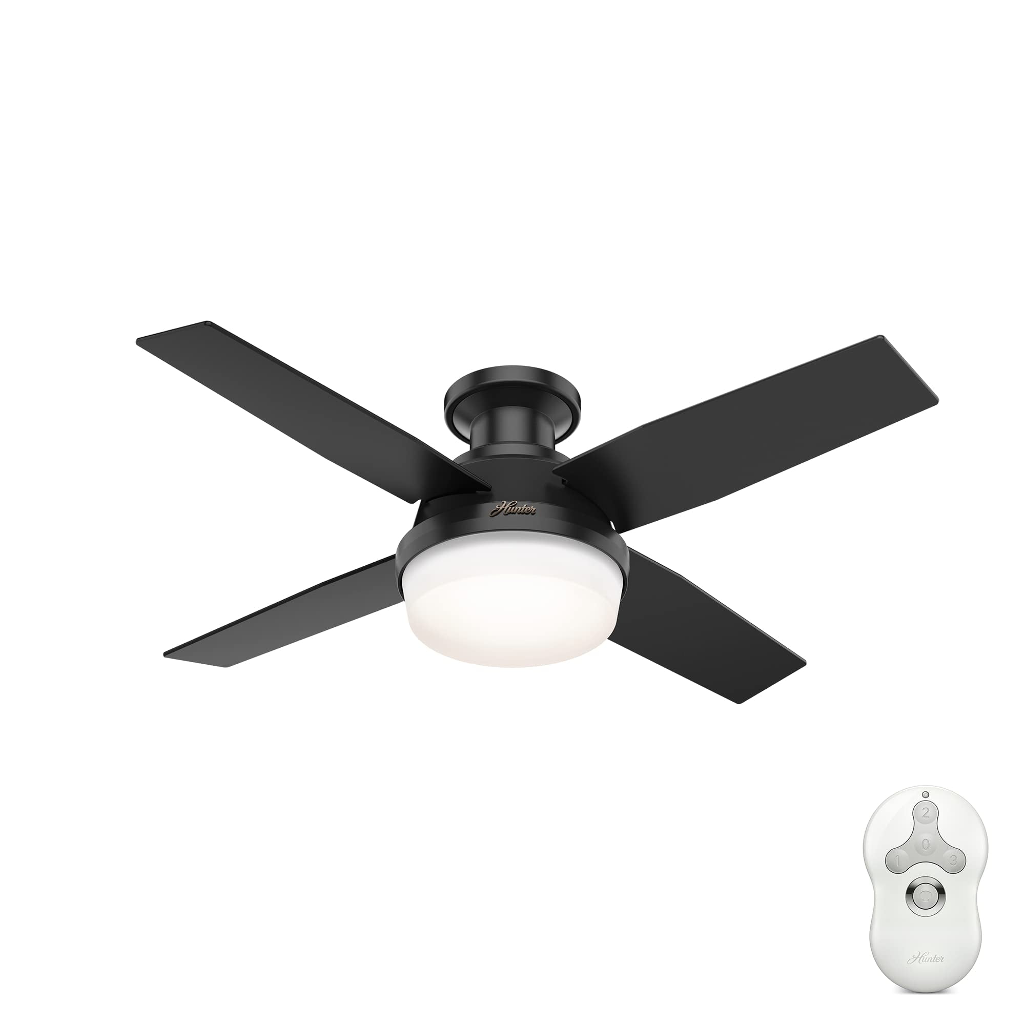 Restored Hunter Fan 44 inch Low Profile Matte Black Indoor/Outdoor ...
