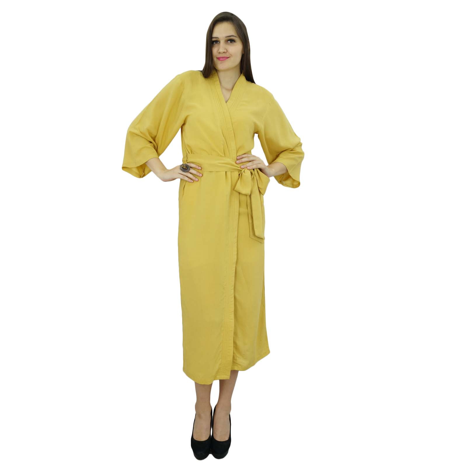 Bimba Women Long Solid Belt Robe Soft Modal Cotton Wrap Round Plain ...
