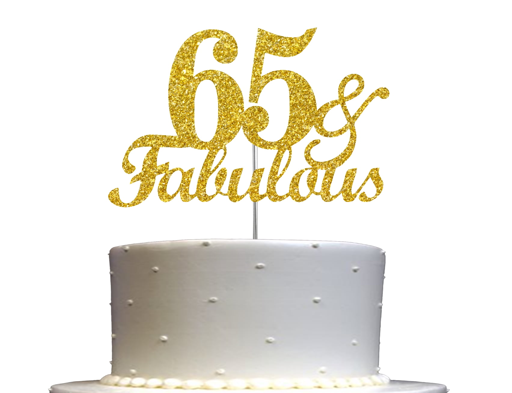 Fabulous & 65 Cake Topper Gold Glitter, 65th Birthday Party Decoration ...