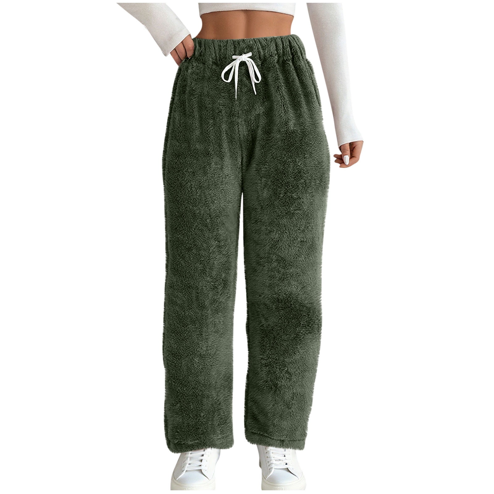 Click here for Jalioing Fuzzy Lounge Pants For Women Solid Elasti... prices