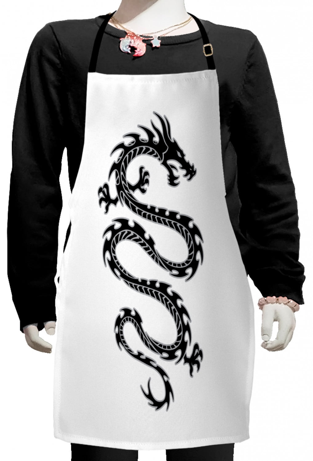Japanese Dragon Kids Apron, Black Silhouette Tribal Design Medieval ...