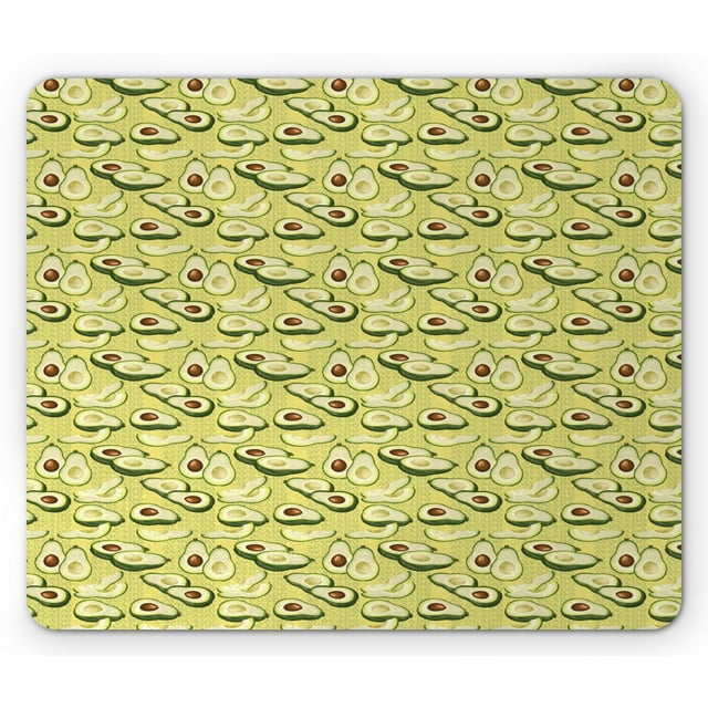 Avocado Mouse Pad, Cartoon Ripe Avocados in Slices with Seeds Pattern ...