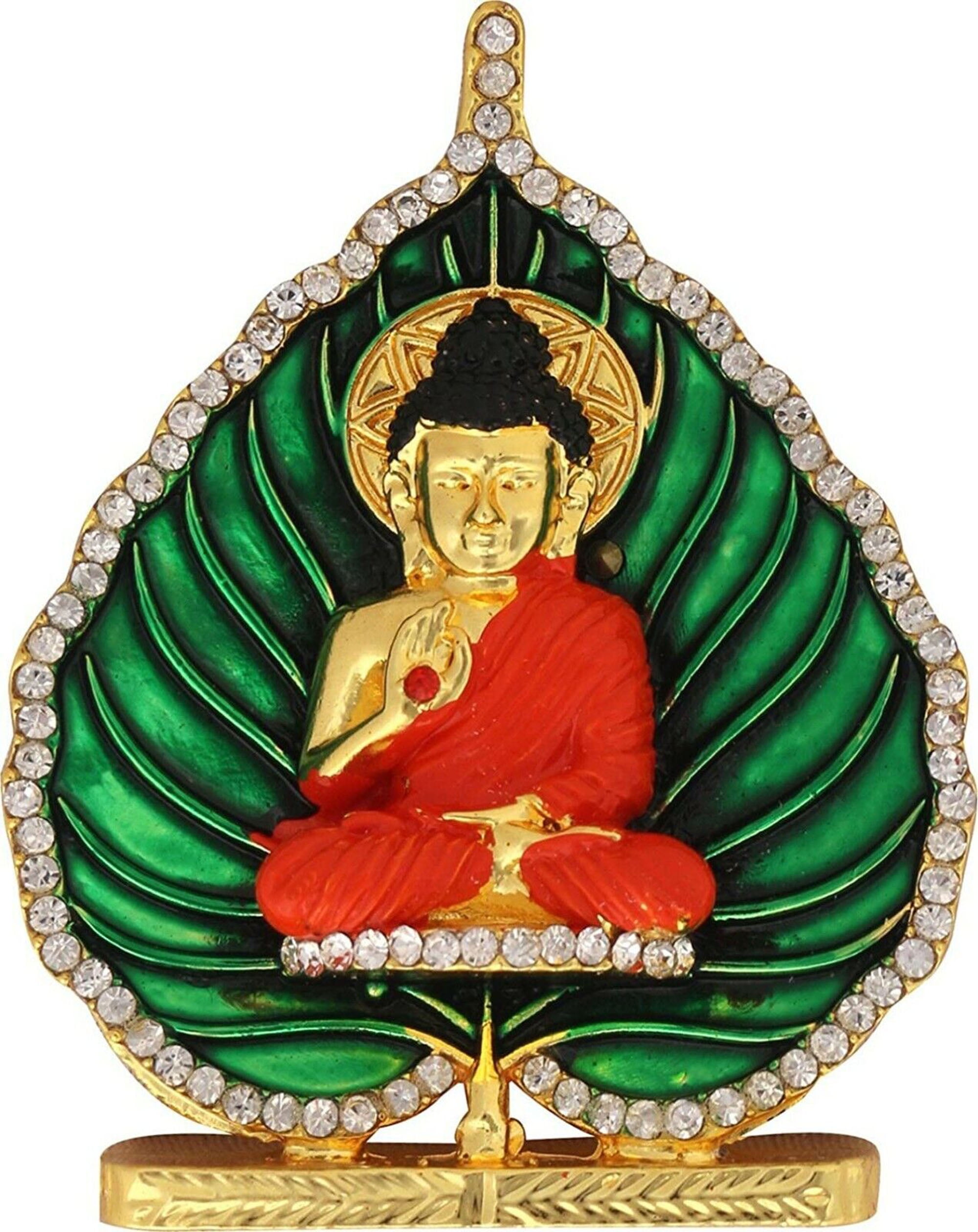 Buddha Sitting In Peppal Leaf/Patta Metal Idol Car Dashboard Statue H-3 ...