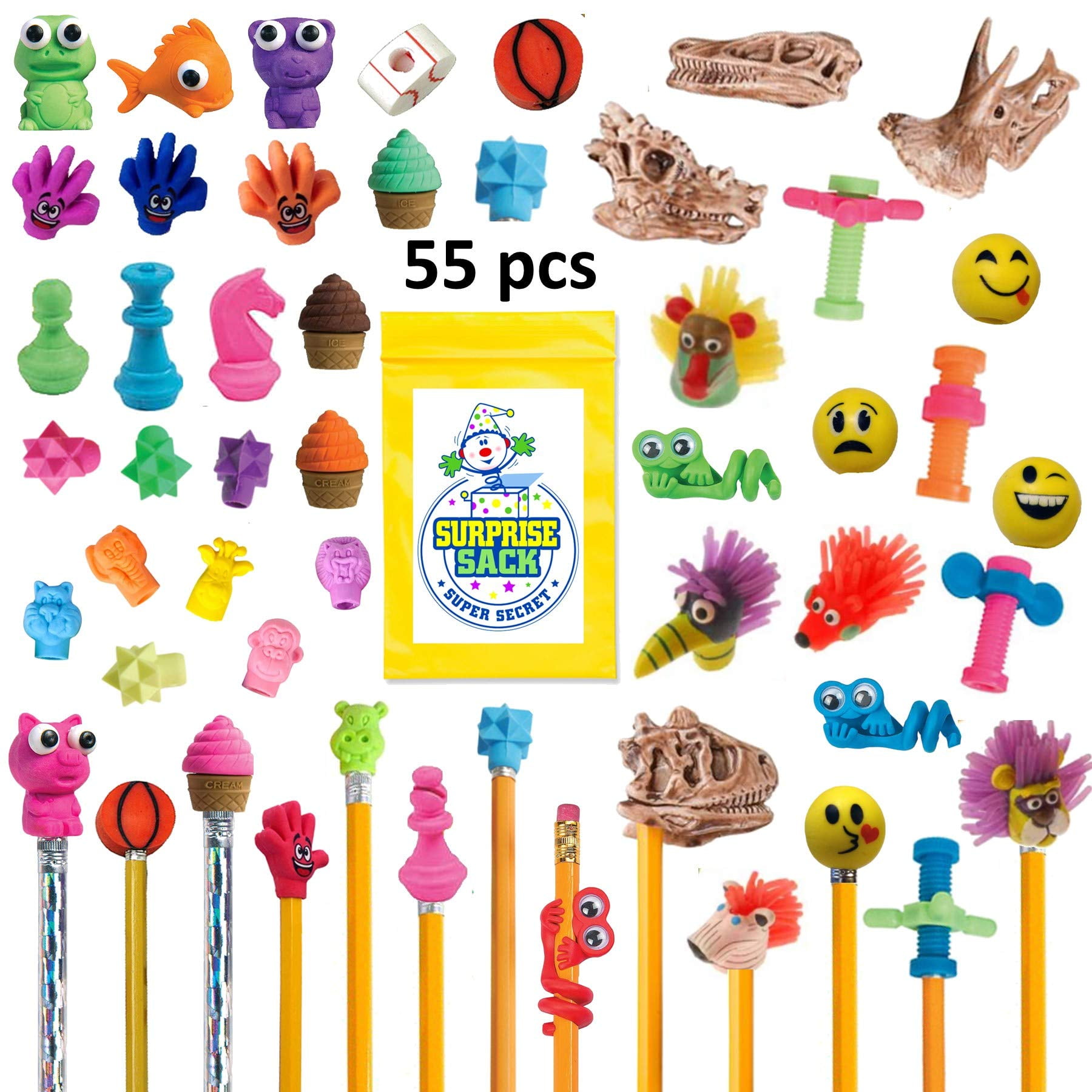 55pc Amazing Pencil Topper Variety Pack (30 Eraser Pencil Toppers and ...