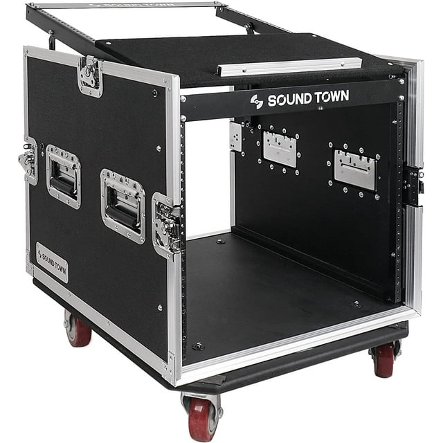 Sound Town 10U PA DJ Pro Audio ATA Rack/Road Case with 14U Slant Mixer ...