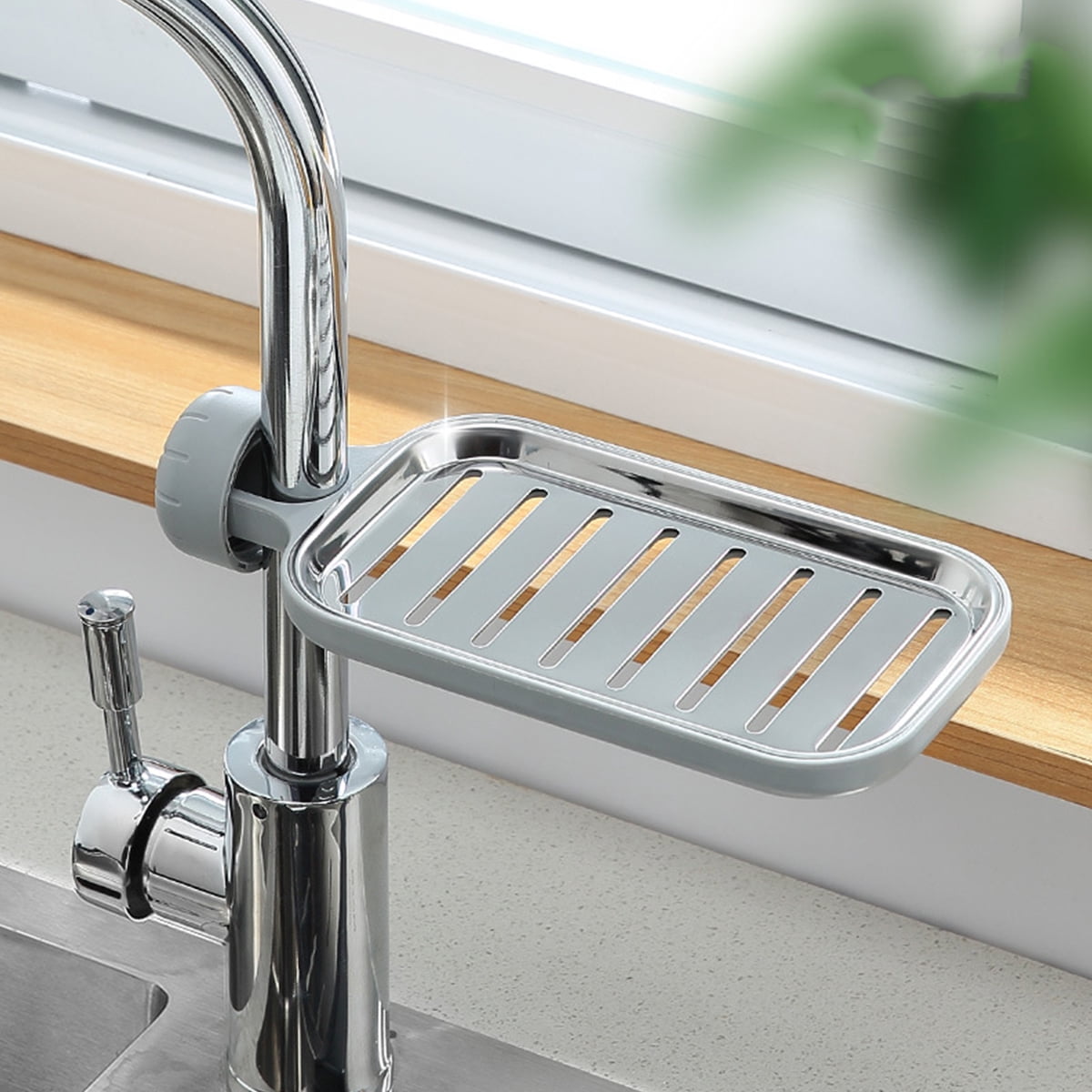 Evjurcn Faucet Rack Stainless Steel Sink Storage Shelf Adjustable Rag ...