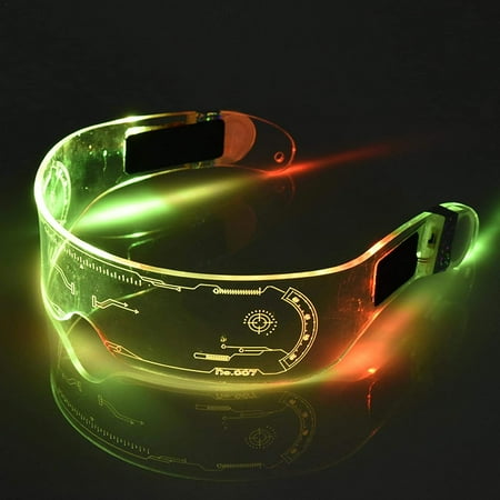 Halloween Led Glow Glasses - Neon Goggles - Cyberpunk Led Visor Glasses ...