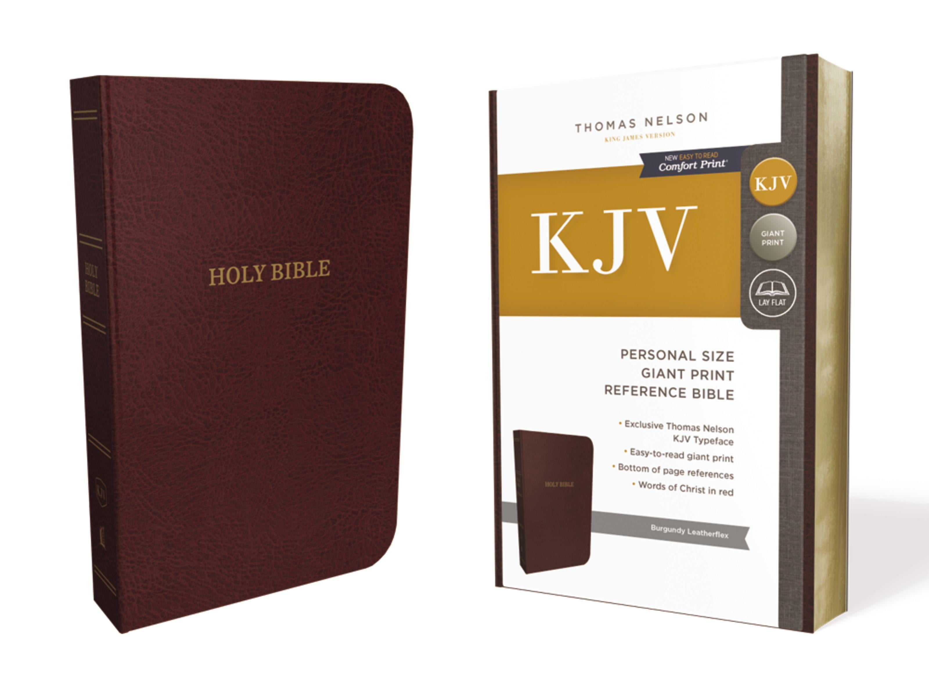 KJV, Reference Bible, Personal Size Giant Print, Leather-Look, Burgundy ...