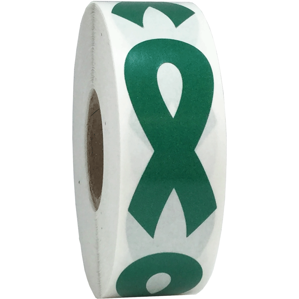 Green Awareness Ribbon Stickers 2 Inch 500 Total Adhesive Labels ...