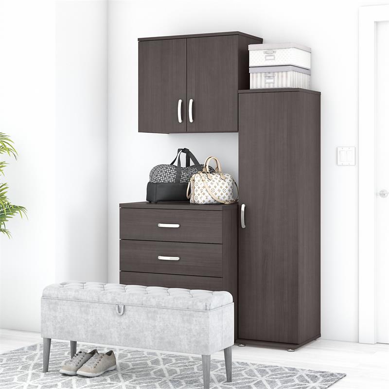 Universal 3 Piece Modular Closet Storage Set in Storm Gray - Engineered ...