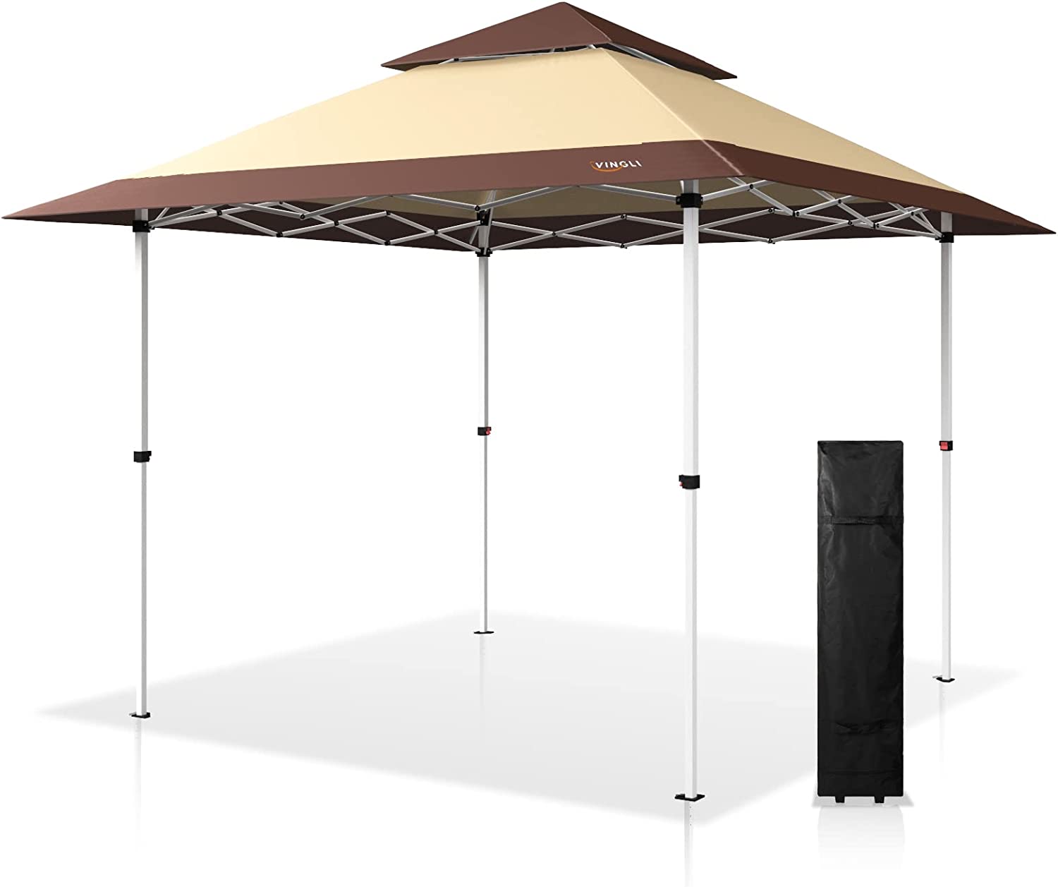 VINGLI Pop Up Canopy Tent 12 x 12 with Portable Rolling Carrying Bag ...