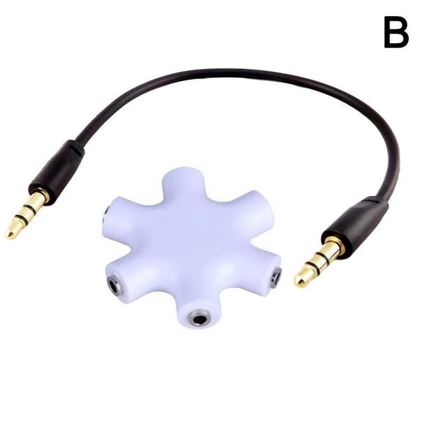 5 Way 3.5mm Audio Female Port HUB Headset AUX Stereo Splitter Adapter ...