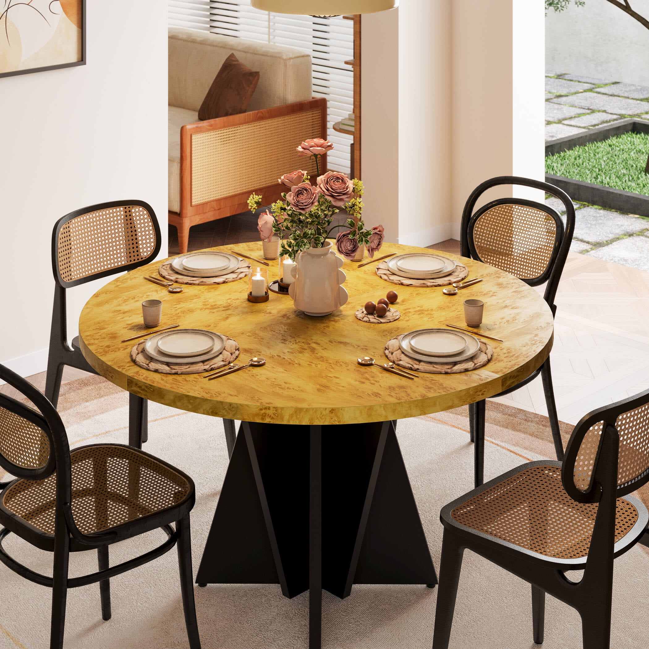 GUNAITO Round Dining Table for 4-6 Persons 47" Kitchen Table for Dining ...