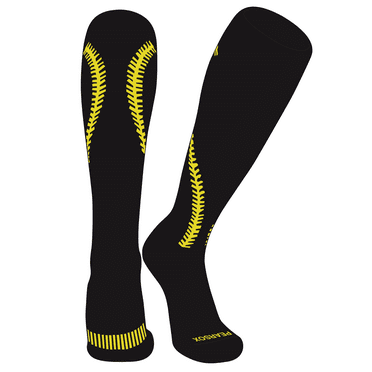 PEAR SOX OTC Baseball Softball Stirrup Socks (C, 7in) Black, NEON Green ...