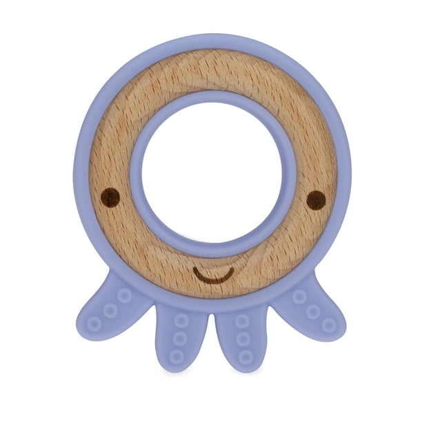 Nuby Natural, Silicone and Wood Teether, Purple Octopus - Walmart.com ...